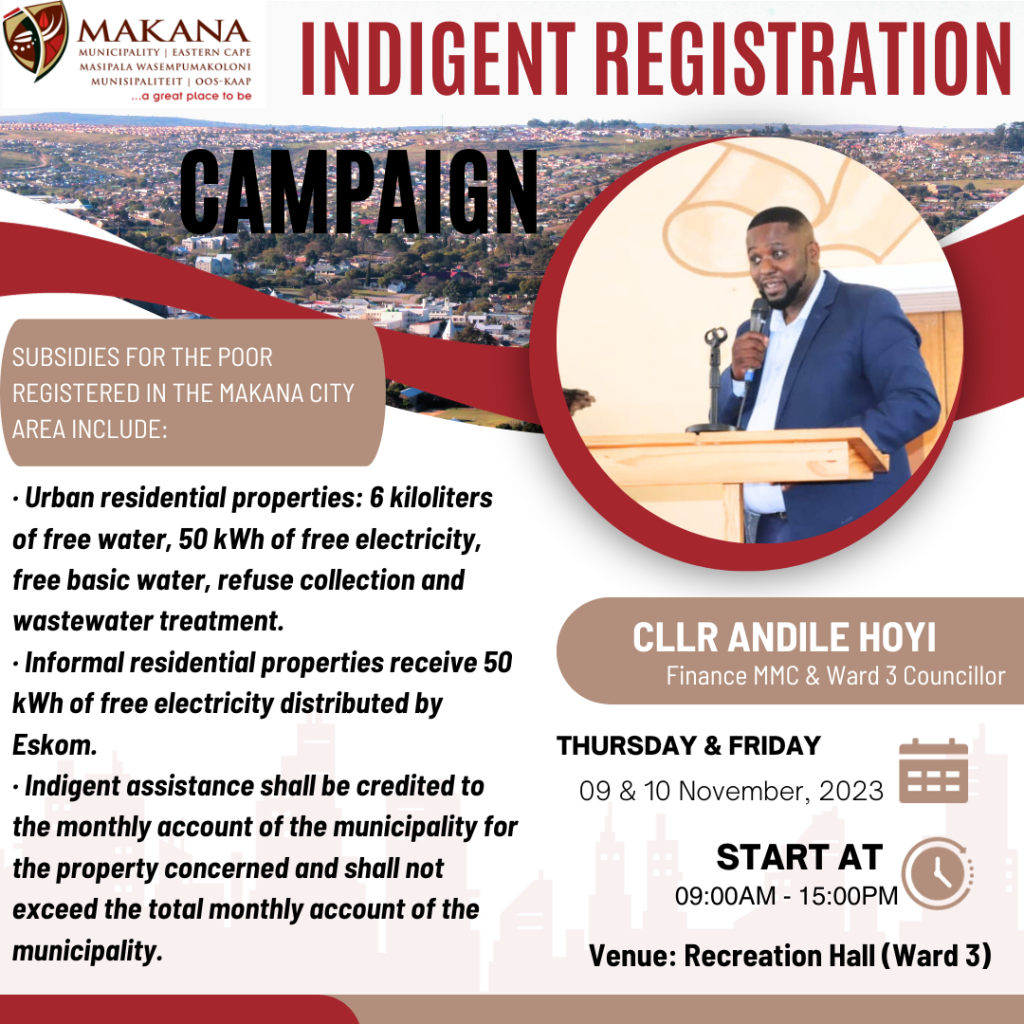 POSTER: The indigent registration campaign - Makana Website
